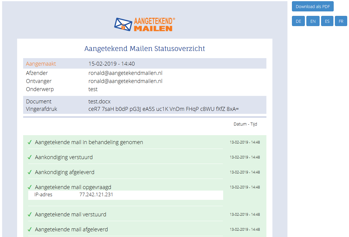 Beheerdershandleiding Aangetekend Mailen